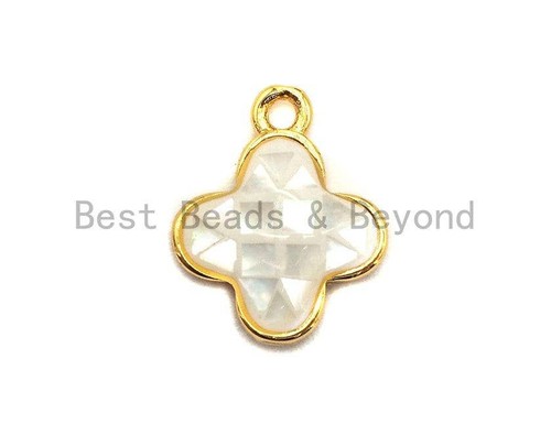 100% Natural White Shell Clover Pendant/charm White Gold Silver Charm ...