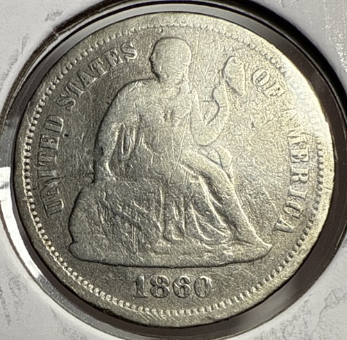 1860 Seated Liberty Dime Silver 10C Coin - VG Detail | eBay