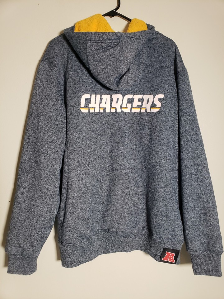 NFL Pro Line Zip Up Hooded Sweatshirt Los Angeles Chargers Hoodie Mens ...