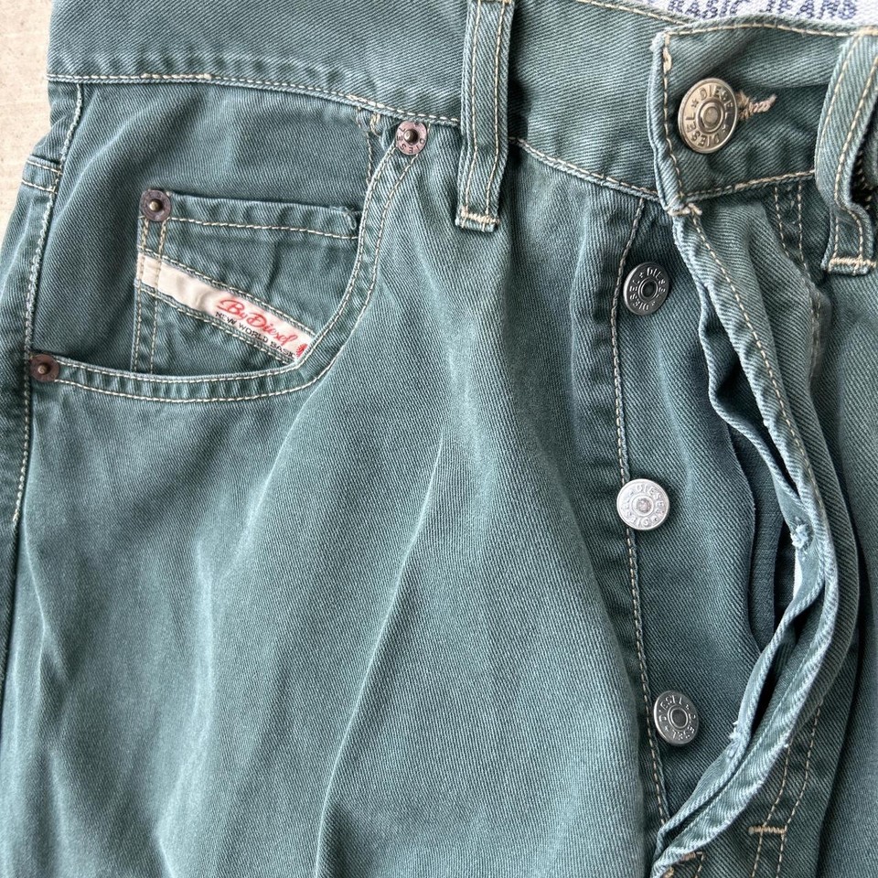 Vintage 00s Diesel Basic Trading Spruce Green Straight Leg Pleated Jeans 33 | eBay