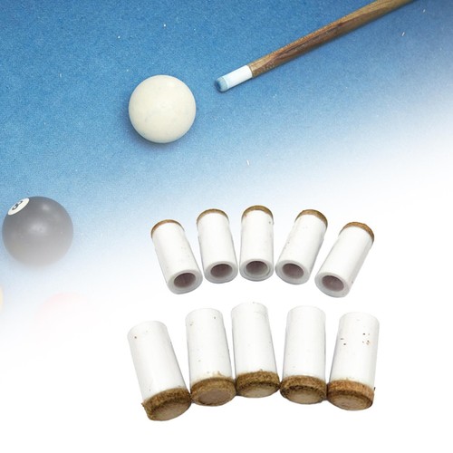 10 Pieces Pool Cue Tips and Ferrules Brown Tips Thick Repair Pool Stick ...