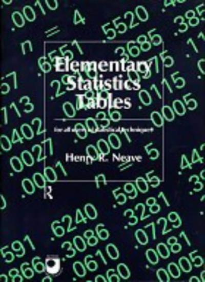 Elementary Statistics Tables (Open University Text) By Henry R ...