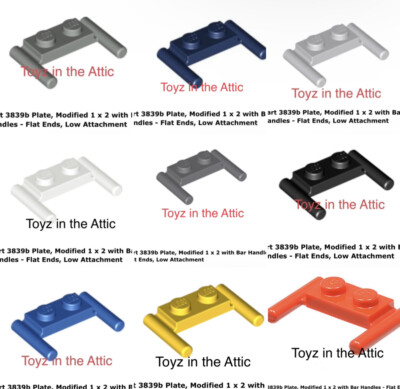 LEGO 1x 3839b Plate Modified 1 x 2 w/ Bar Handles Flat end Choose Color ...