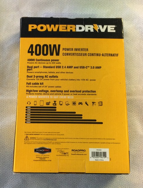 Powerdrive PDI400 400W 110V Power Inverter - Yellow for sale online | eBay