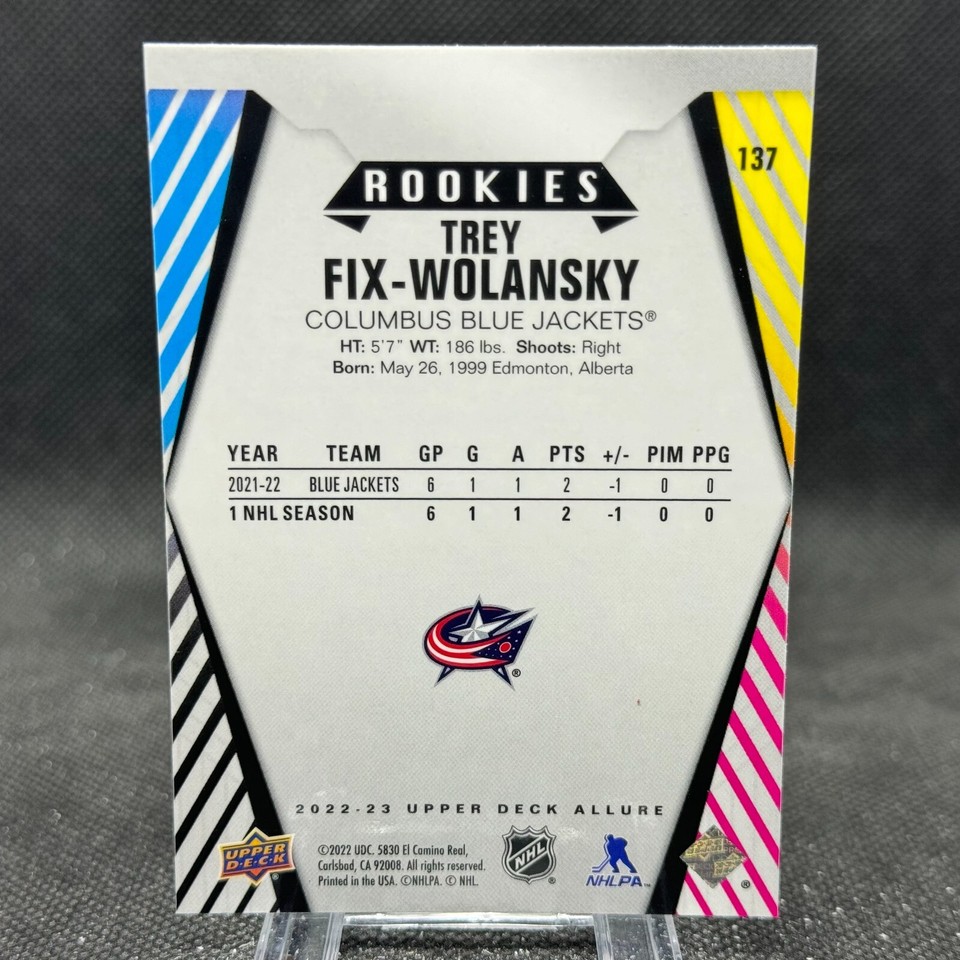 2022-23 UD Allure Trey Fix-Wolansky Base Rookie Columbus Blue Jackets ...