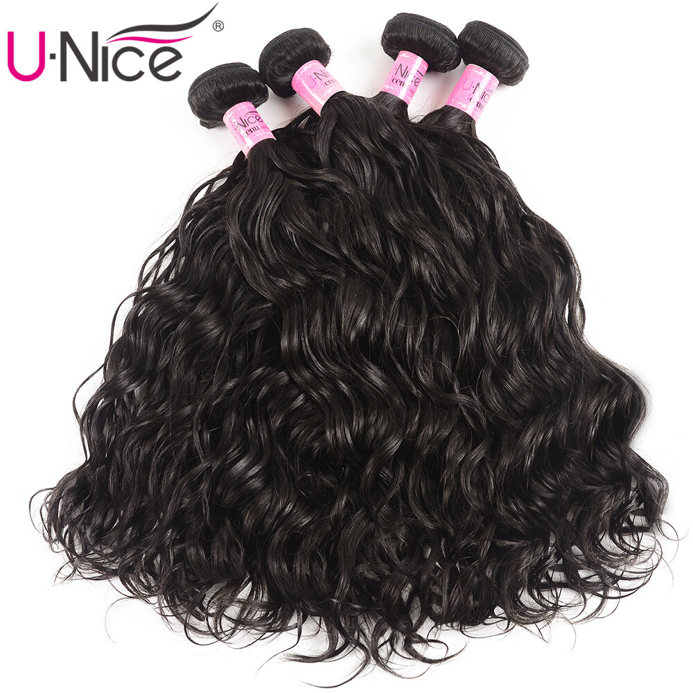 UNice Indian Natural Wave Virgin Human Hair Extension Bundles Wet and ...