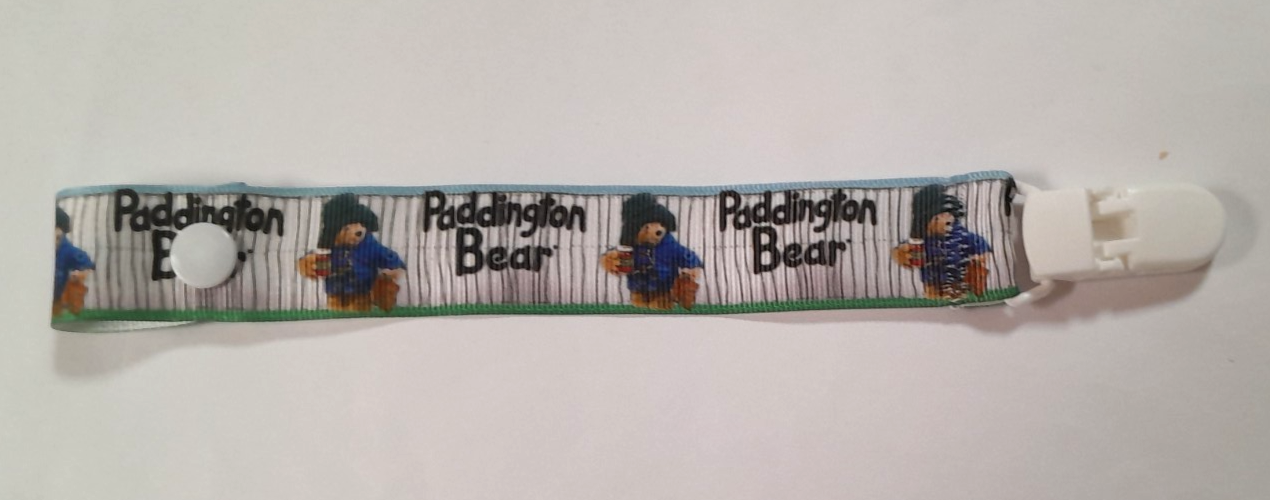 Paddington Bear grosgrain ribbon plastic latch dummy/pacifier/soother ...