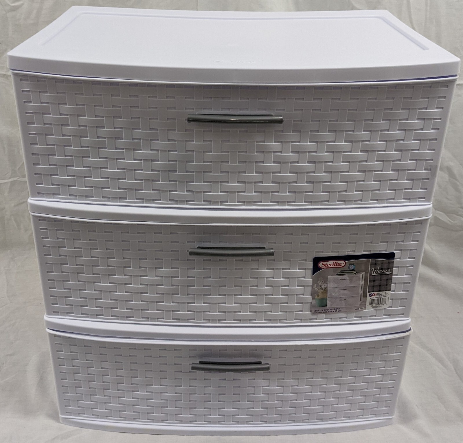 Sterilite 3 Drawer Wide Weave Tower #2530 WHITE 22" W x 16" L x 24" H ...