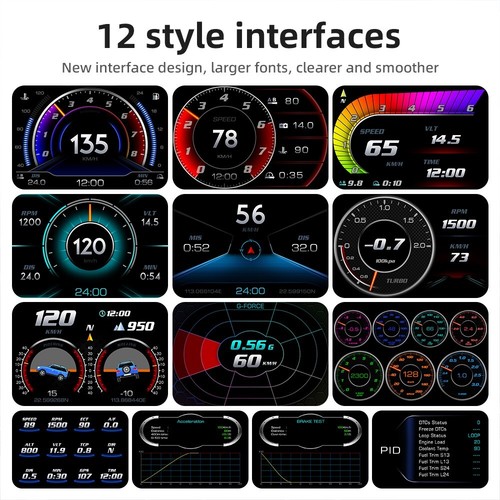 HUD OBD2 Digtial Car Head Up Display GPS Incline Meter Turbo Gauge Dual ...