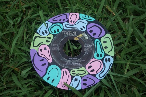 Handpainted Wall Art on Vinyl Record - Abstract Smiley Face | eBay