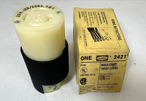 HUBBELL 3 POLE INSULGRIP TWIST-LOCK PLUG 20A HBL2421 | eBay
