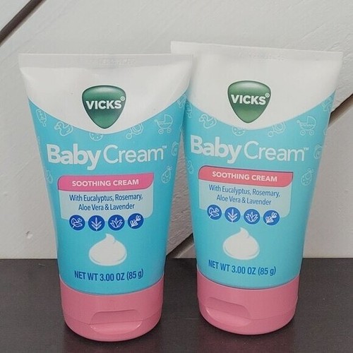 2 Vicks Baby Cream Soothing Cream Eucalyptus Rosemary Aloe Vera ...