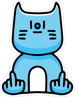 Cat Giving Middle Fingers Window Decal Multiple Sizes | eBay