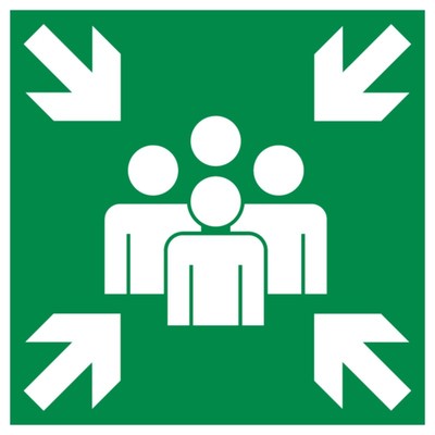 Schild Sammelplatz Sammelstelle Sammelpunkt 20x20cm Aluminium DIN BGV ...