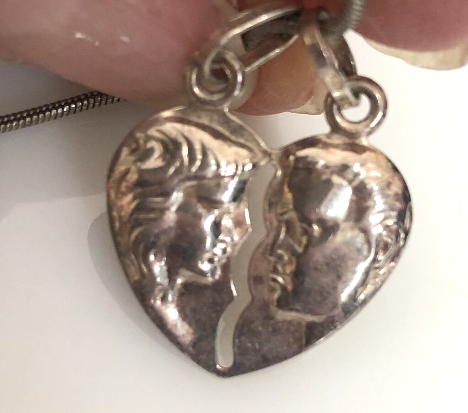 MAN & WOMAN Split Apart Sterling Heart Necklace - Intact | eBay
