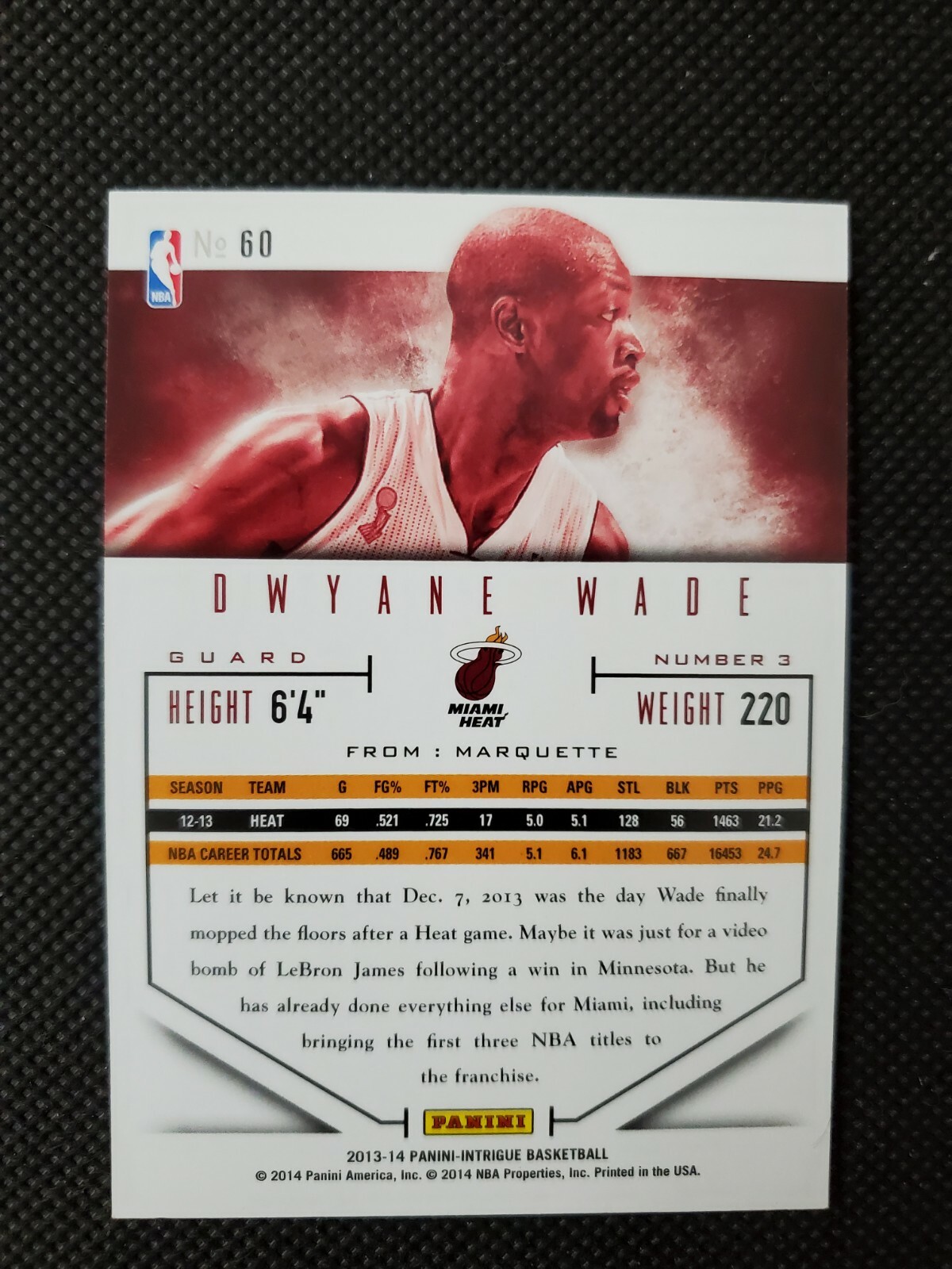 2013-14 DWYANE WADE PANINI INTRIGUE GOLD SP PARALLEL #10/10! CARD #60 ...