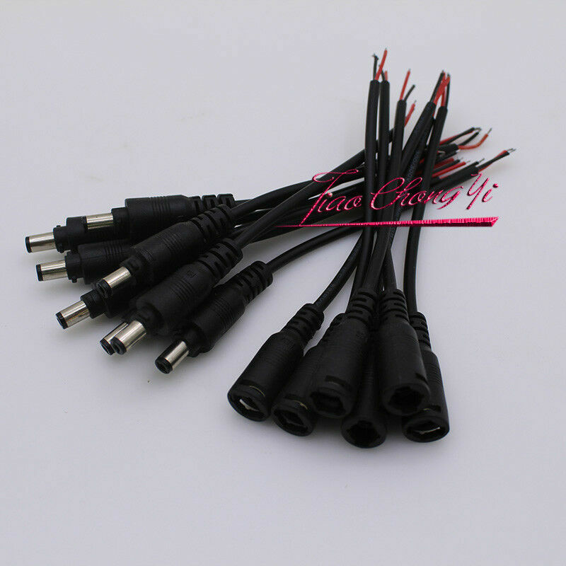 15cm 5.5x2.1mm DC connectors with locking buckle Female Male Plug Black ...