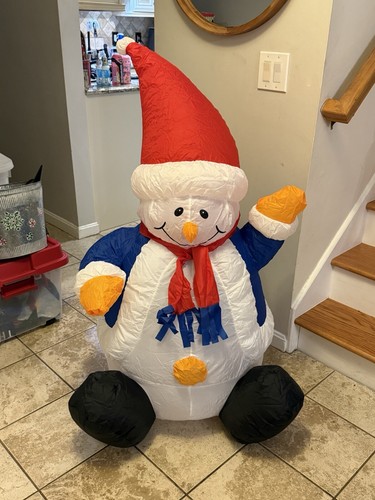 Vintage Gemmy Airblown Inflatable Snowman 4 Ft Tall Christmas 2005 In ...
