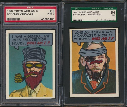 2 Card Lot 1967 Topps Who Am I 16 19 Charles Degaulle Robert Stevenson ...