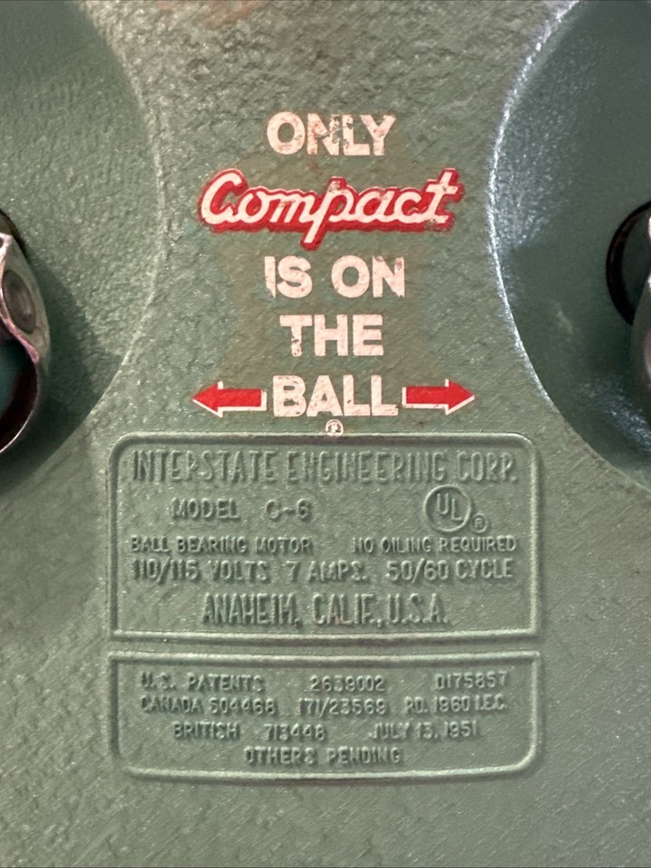 Vintage Compact Electra Vacuum Model C-6 Interstate Engineering 1951 ...