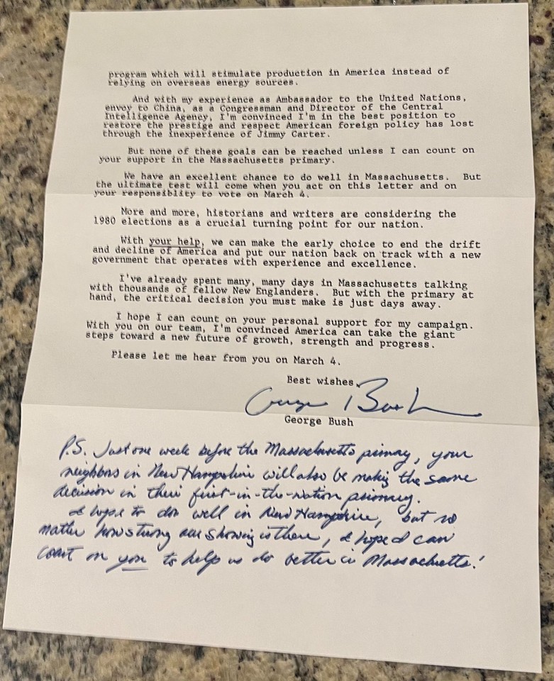 1980 George H. W. Bush SIGNED Presidential Primary Letter & Envelope ...