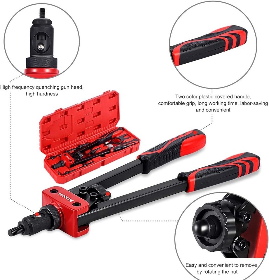 14" Rivet Nut Tool Kit Set, SAE & Metric Rivnuts Hand Rivet Nut Setter ...