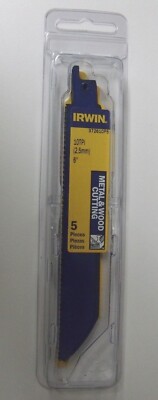 Irwin 372610P5 6" x 10TPI Metal & Wood Reciprocating Cutting Blades 5pk ...