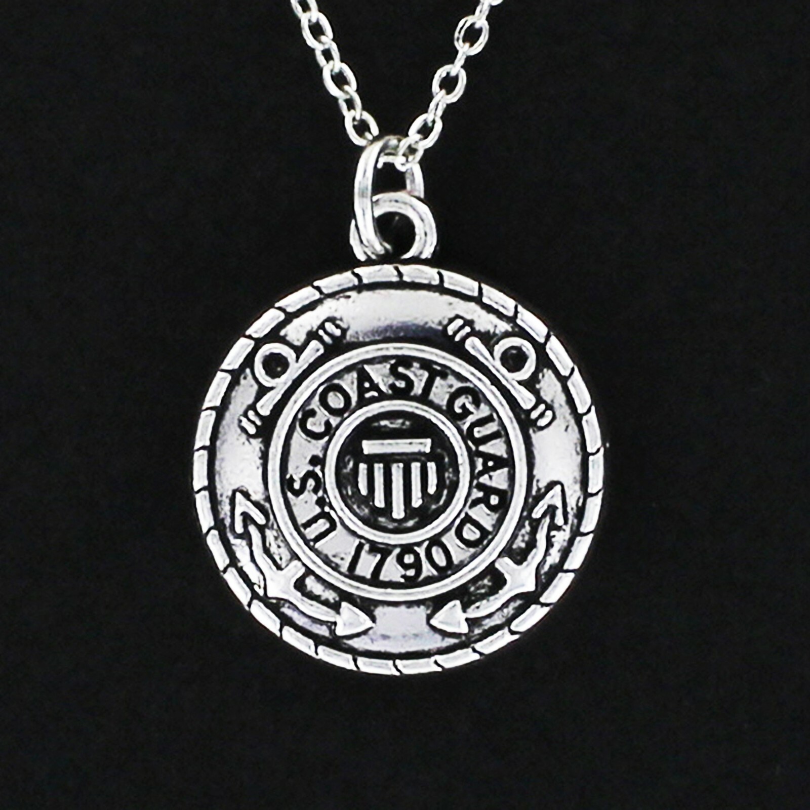 COAST GUARD Necklace on Chain or Charm Only Pewter Emblem Round Water ...