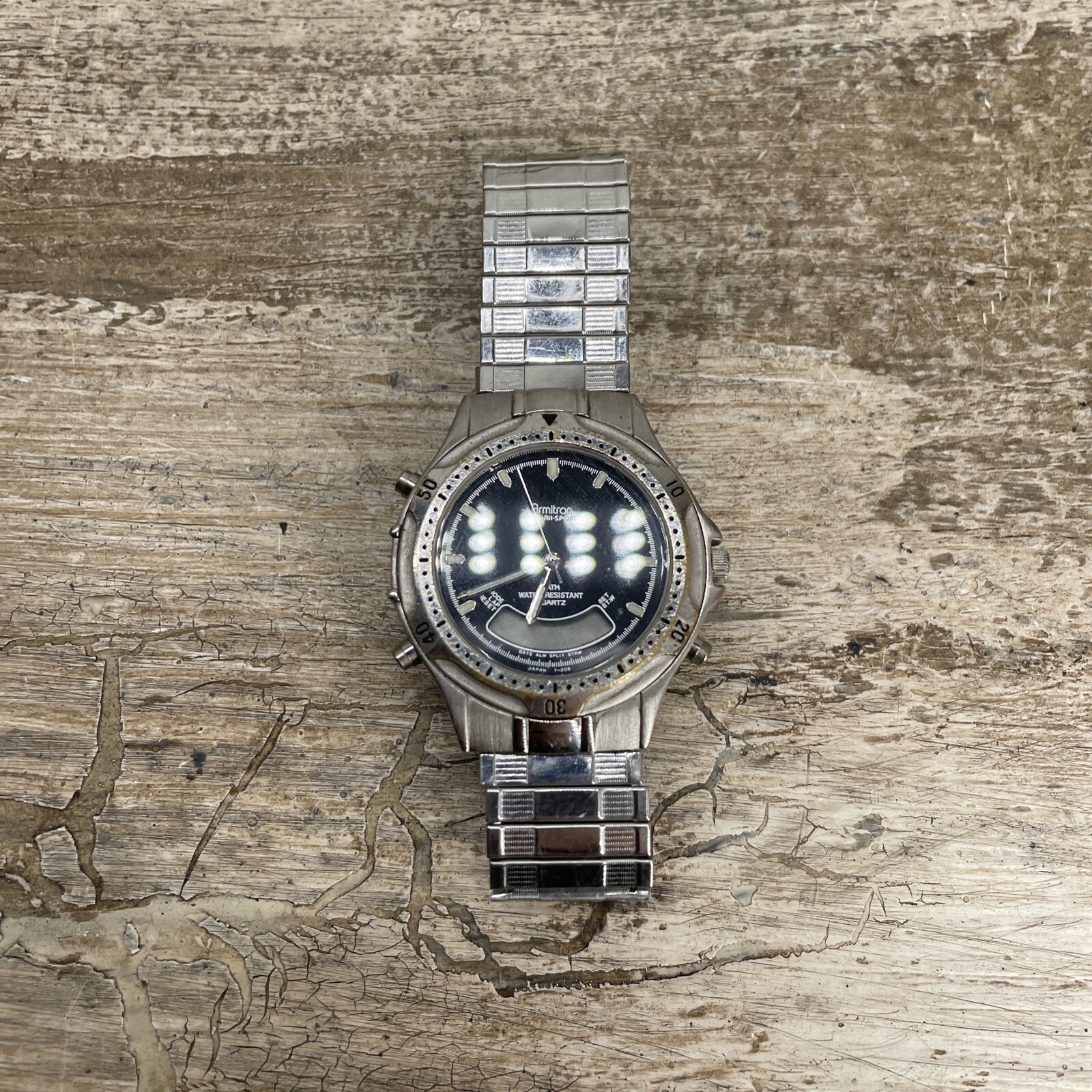 Men's Armitron Grey Diver Dual Time Watch T205 Battery for sale online ...