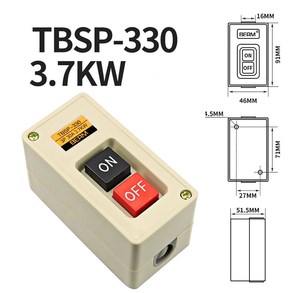 Convenient ON/OFF 3P 30A Power Pushbutton Switch TBSP 330 for ...