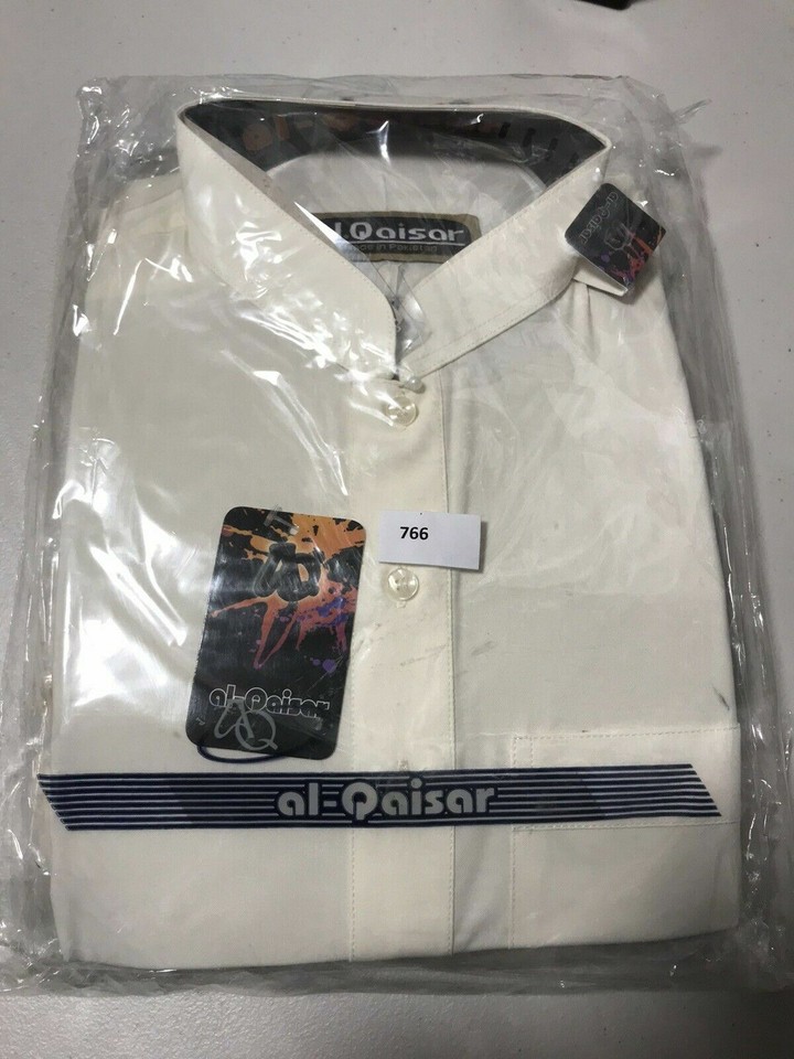 Shalwar Kameez Mens Al-Qaiser Plain Band Collar White/Cream Sizes S,M,L,XL | eBay UK