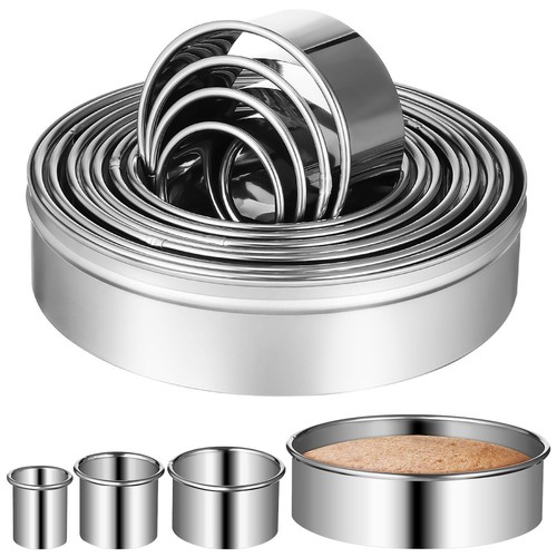 12 Pcs Stainless Steel Mousse Mold Pastry Rings Baking Metal Crumpet | eBay
