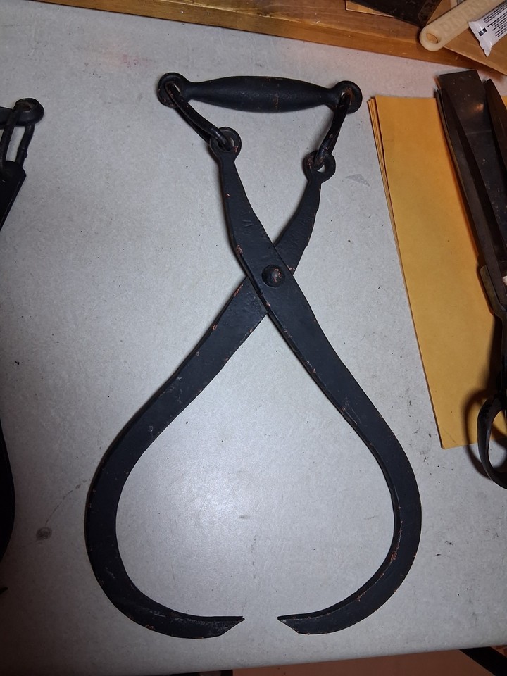 Lot of 8 VTG Metal Ice Block Tongs Tool And Sickles | eBay