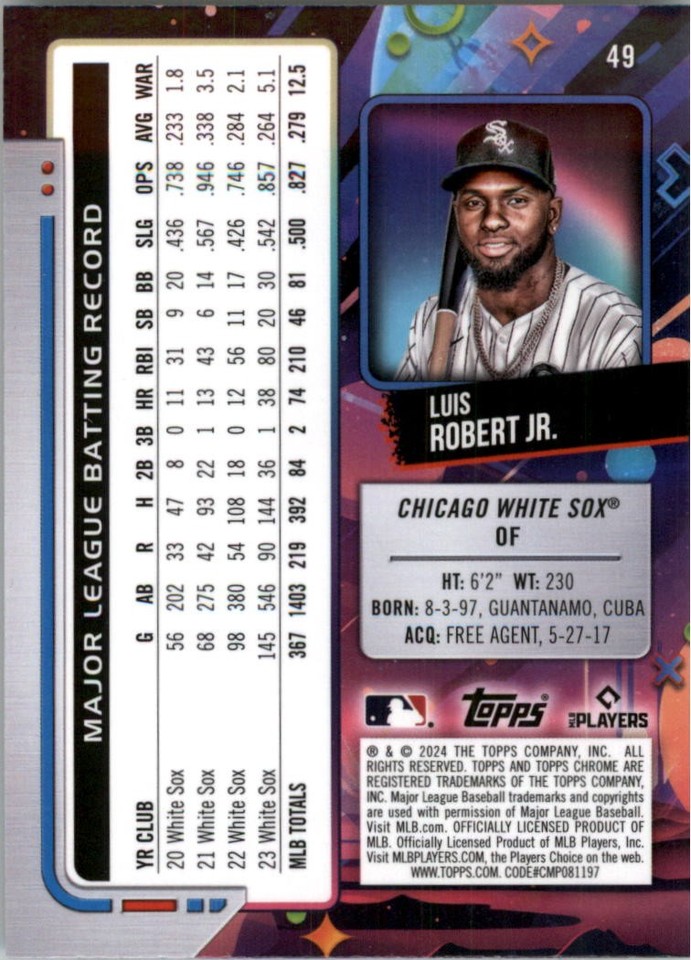 2024 Topps Cosmic Chrome Nucleus Refractors #49 Luis Robert Jr. - BB | eBay