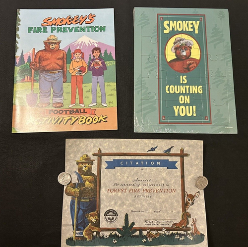 3 unused vintage Smokey Bear collectibles - Activity Book, Puzzle ...