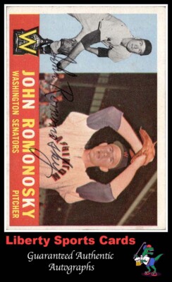 1960 Topps John Romonosky #87 Authentic Autographed Card Washington ...