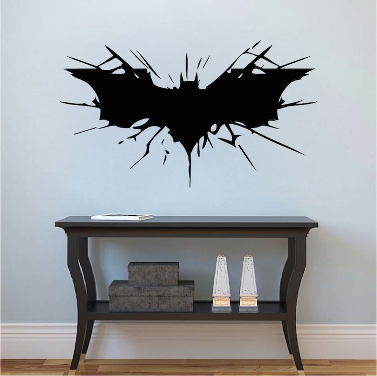 Batman Wall Decal, Dark Knight Wall Vinyl, Cracked Superhero Wall ...
