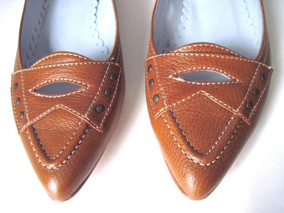 RAFE New York Brown Leather Cut Out Flat Loafer Size 37 1/2 Italy | eBay