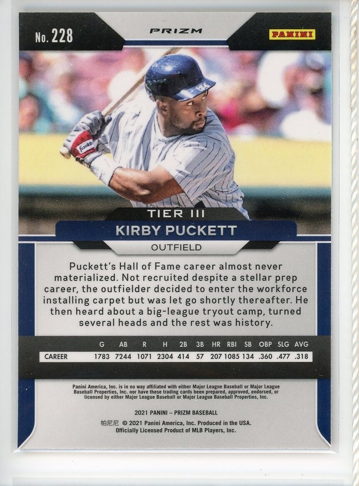 2021 Panini Prizm Kirby Puckett Tier III Red White Blue Prizm RWB #228 ...