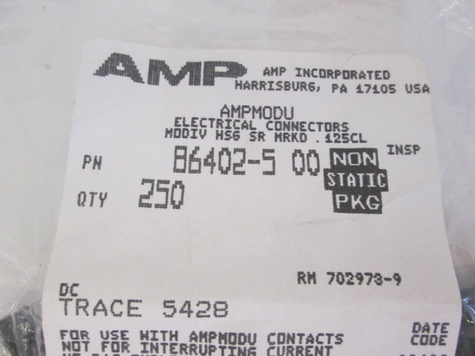 AMP Electrical Connectors, B6402-5-00, Lot of 250 | eBay