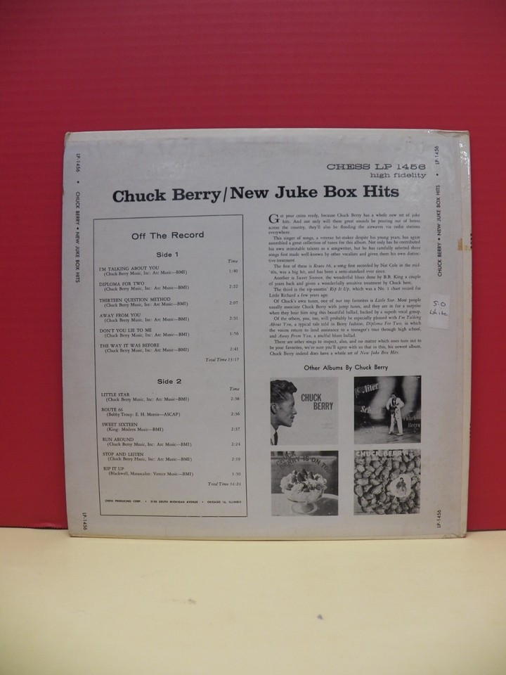 12" LP VG++/EX Chuck Berry New Juke Box Hits 1961 Chess Promo Mono LP ...