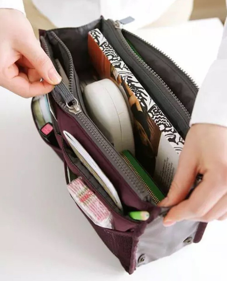 Women’s Travel Handbag Organizer Insert – Multi-Pocket Tote Purse Liner ...