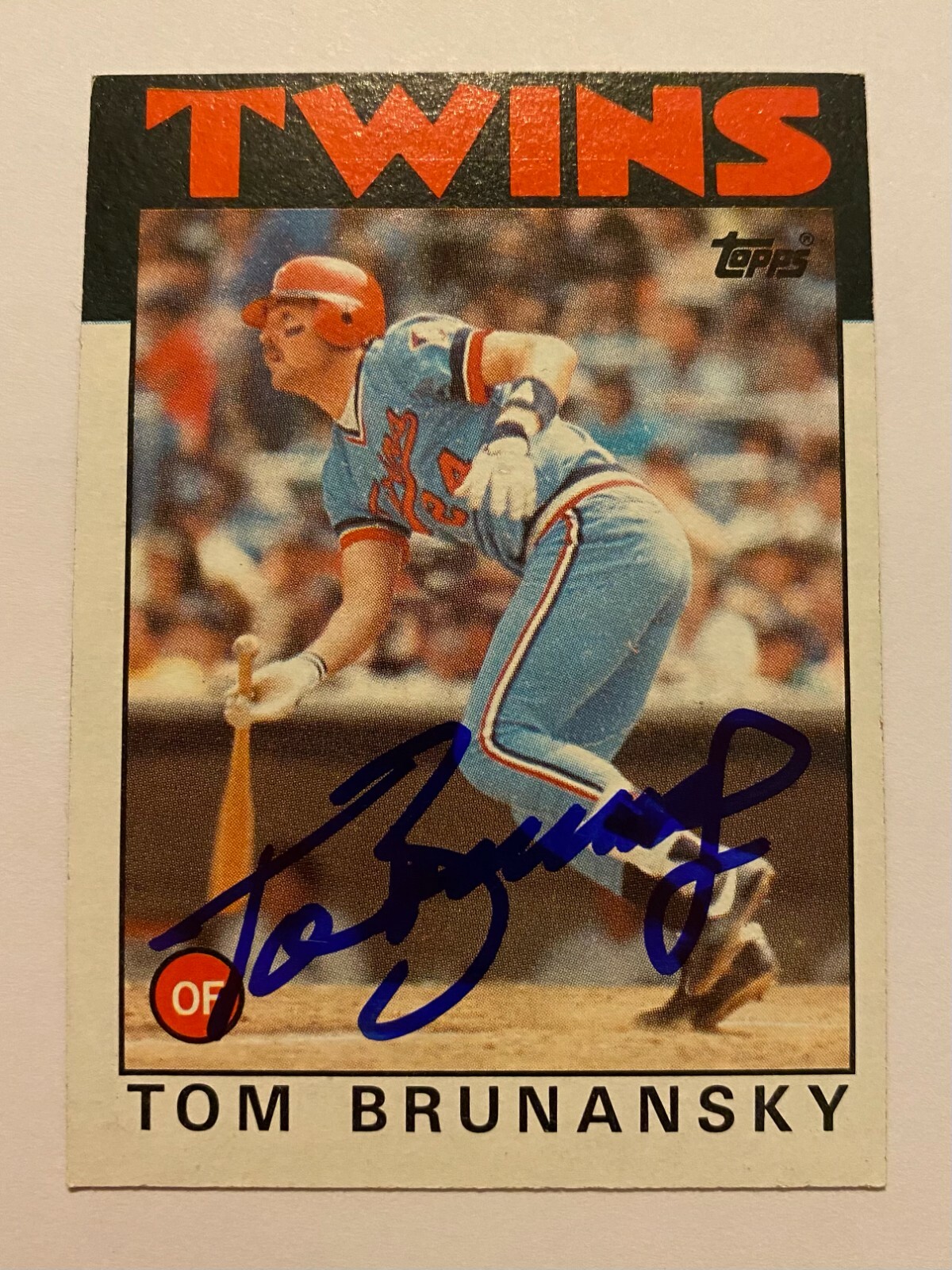 Tom Brunansky Signed Topps #565 1986 Card Minnesota Twins Auto MLB RAD ...