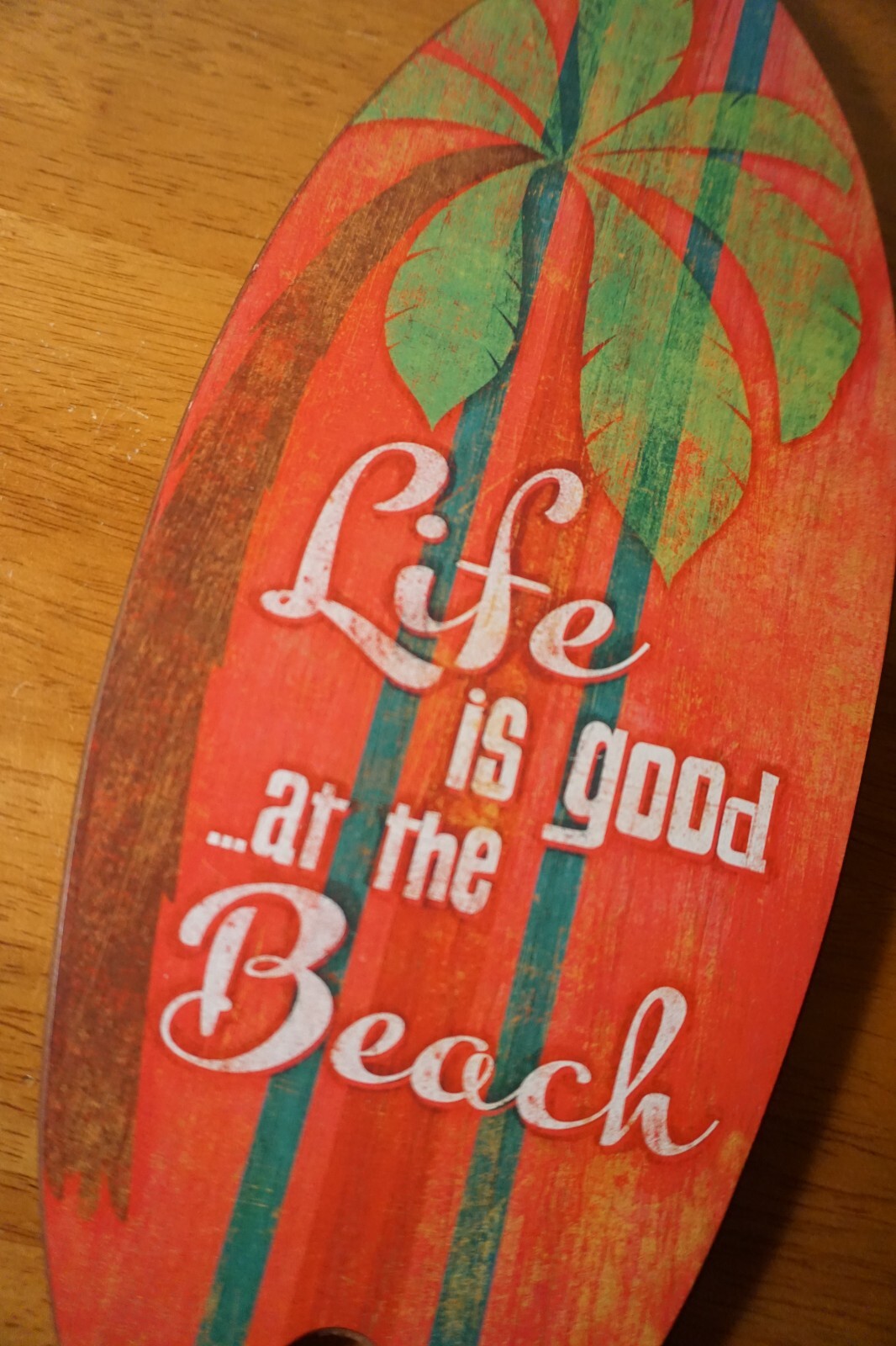 Life Is Good Tropical Island Palm Tree Beach Surfboard Sign Tiki Bar ...