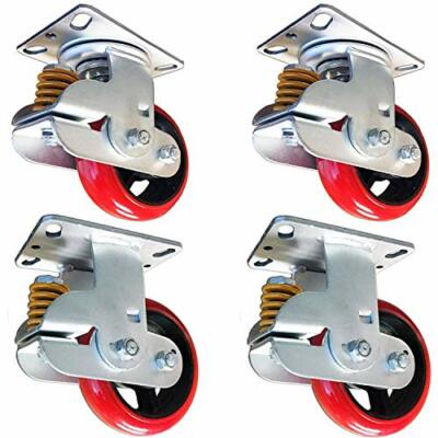 Spring Loaded Caster Set - 6" x 2" Super Shock Absorber - 2 Swivel ...