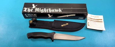 Buck Model 650 Knife Nighthawk Fighting Hunting Blade + Sheath & Box c ...