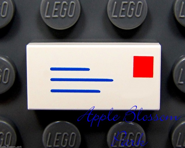 Lego City 1x2 White Decorated Tile Mail/letter/package/envelope W/post ...