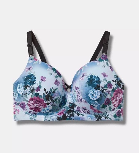 Torrid Dream Wire-Free Push-Up Bra 42DDD Blue Skyline Floral Print Plus ...
