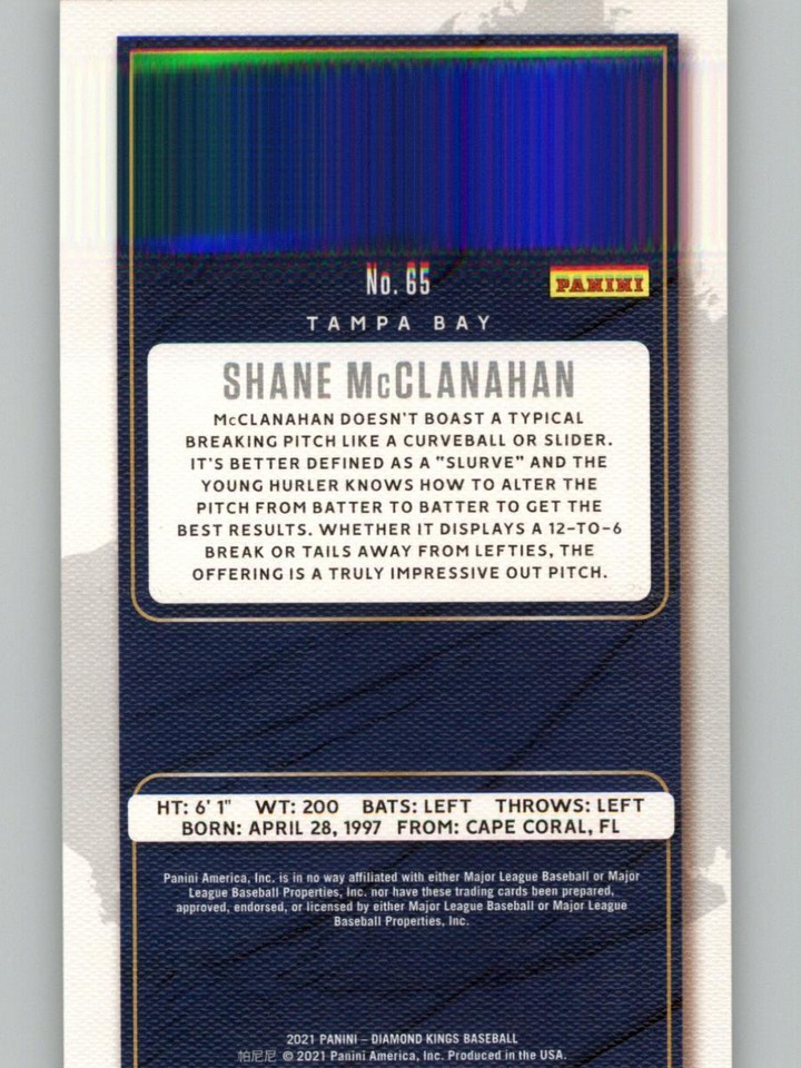 2021 Panini Diamond Kings Shane McClanahan 65 RC Tampa Bay Rays | eBay