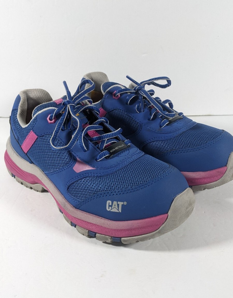CAT Composite Toe Blue pink Womens Work Shoes P91333 Size 5 Wide